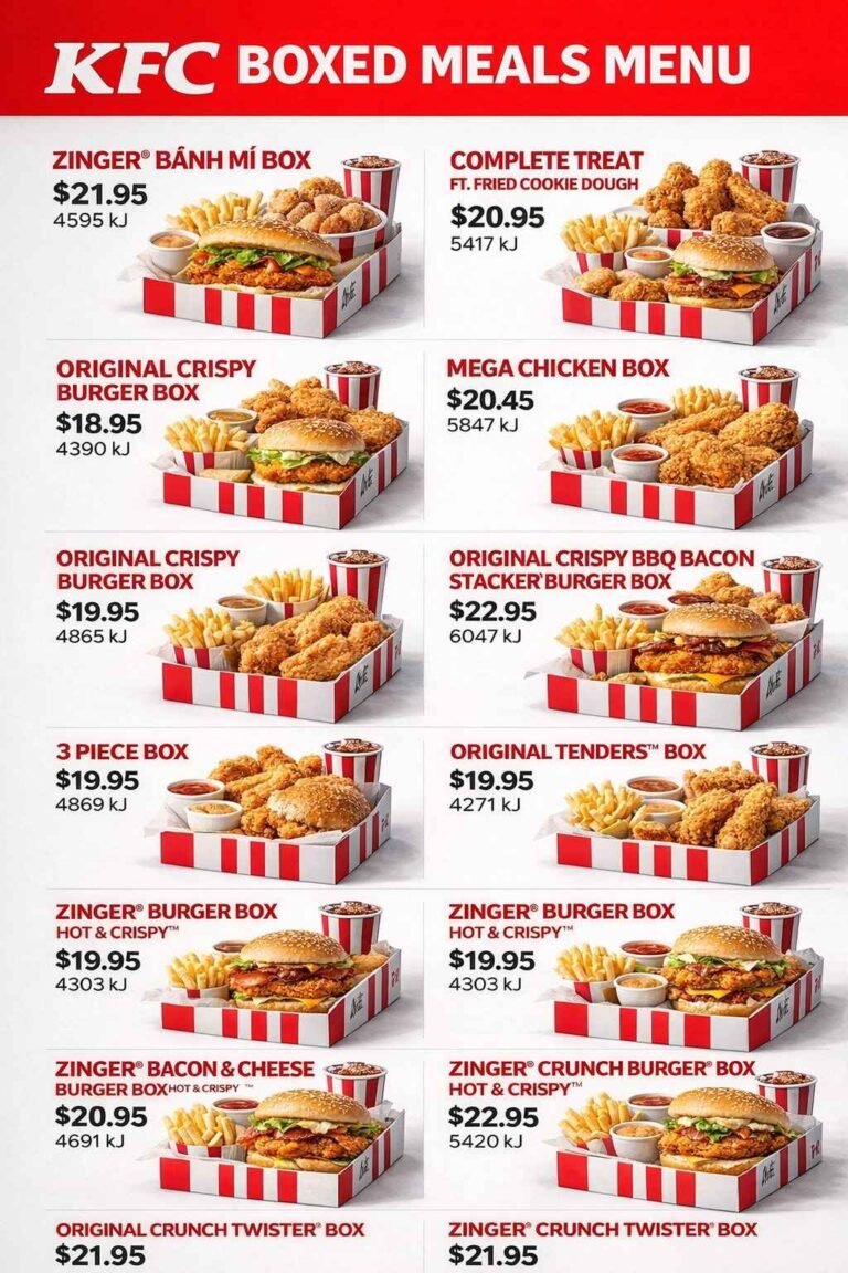 KFC Boxed Meals Menu - KFC Australia